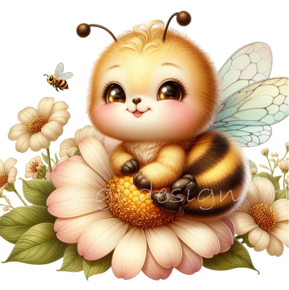 14 PNG Bumblebee Clipart, Honey Bee Flower Illustration, Garden Nursery ...