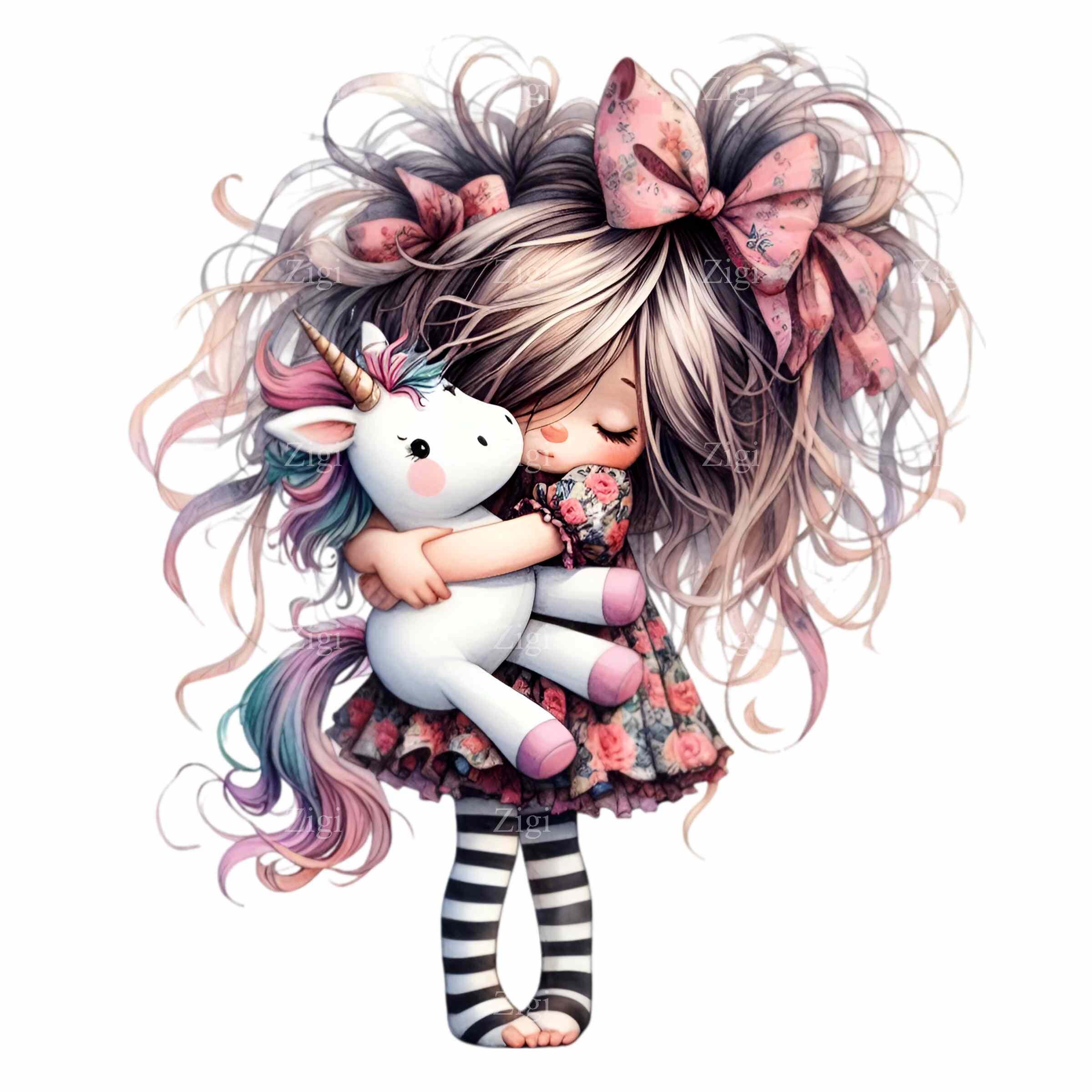 15 PNG Girl With Unicorn Clipart – Pastel Hug Png – Cute Art for ...