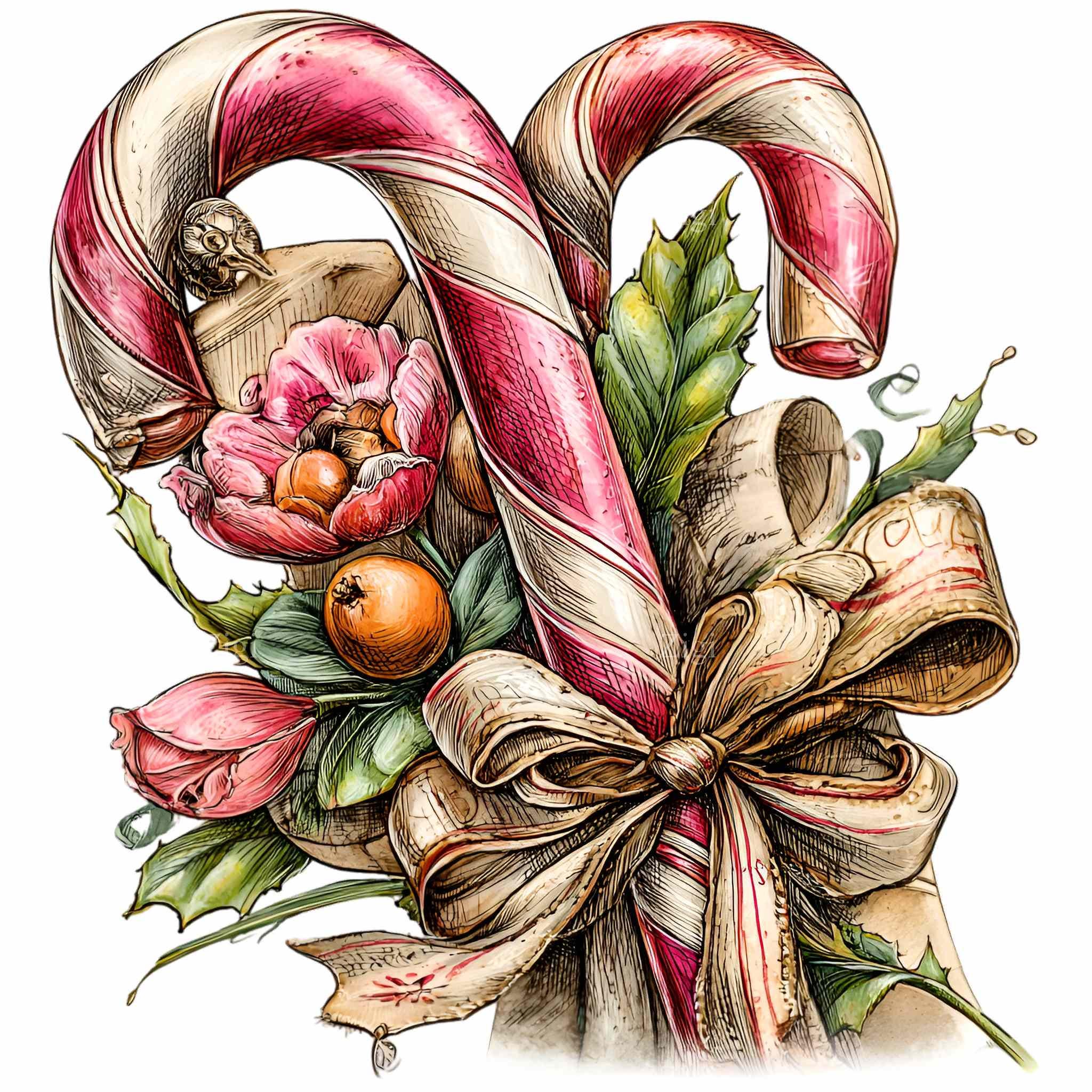 10 PNG Striped Candy Cane – Christmas PNG Clipart for Crafters, Festive ...