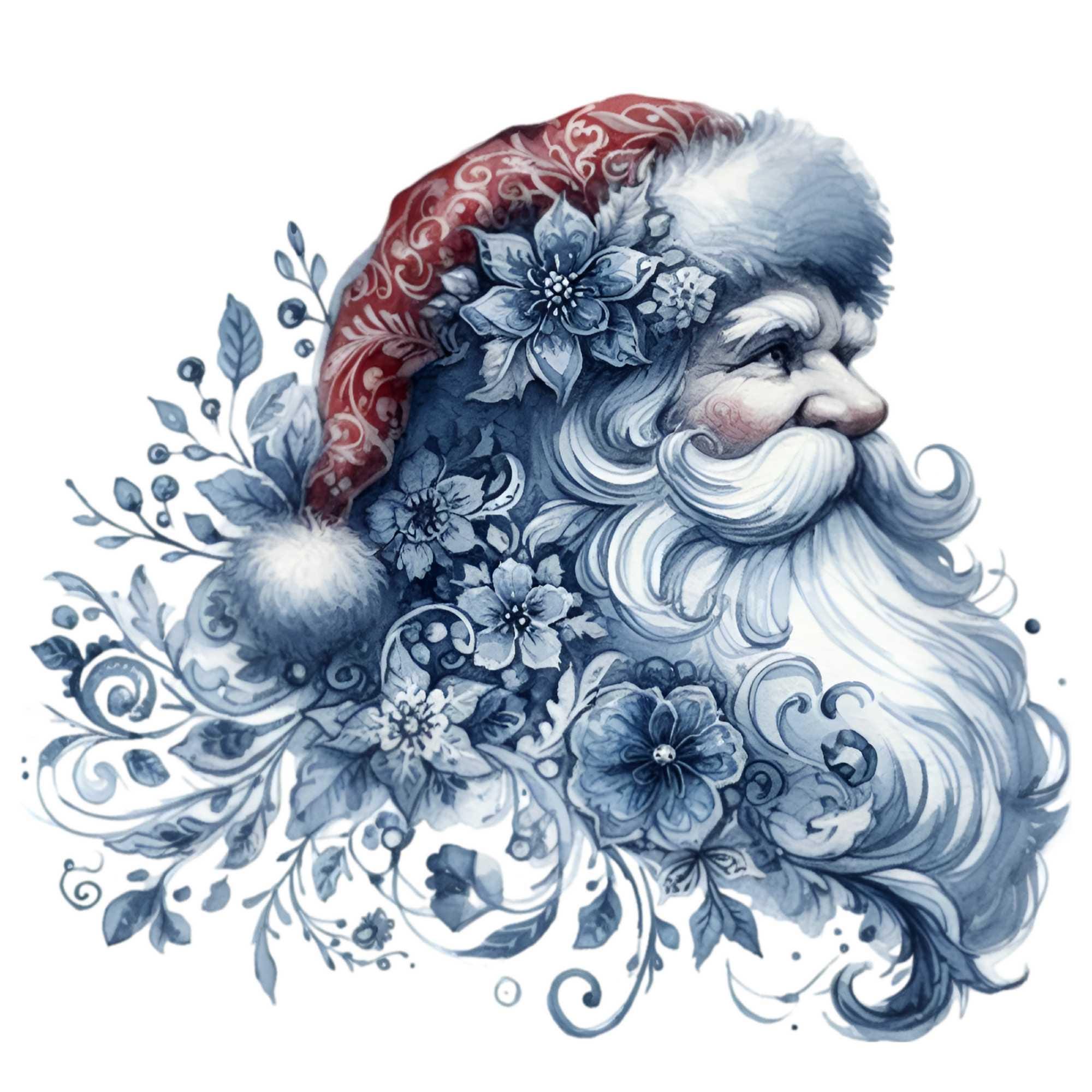 15 Blue Santa Claus Clipart PNG – Vintage Nordic Father Christmas With ...