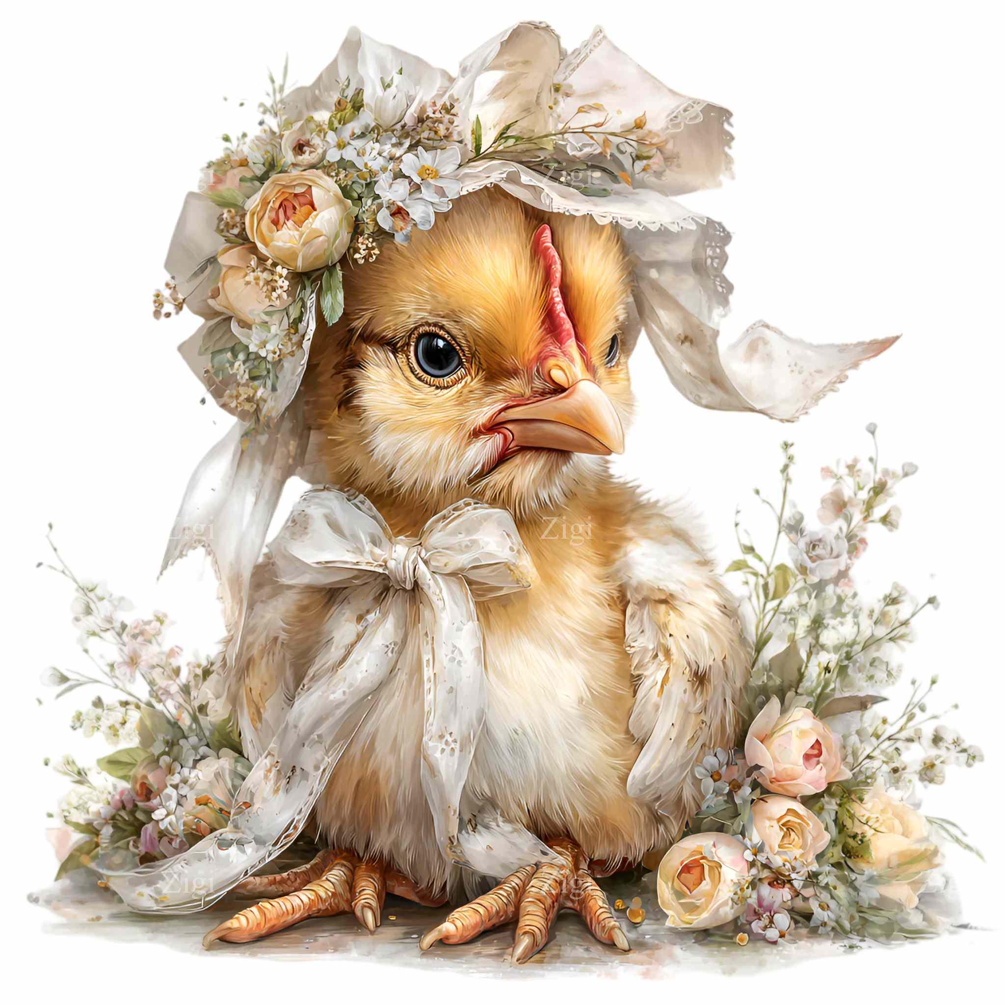 15 PNG Easter Chick Clipart – Floral Baby Chicken Illustration for ...