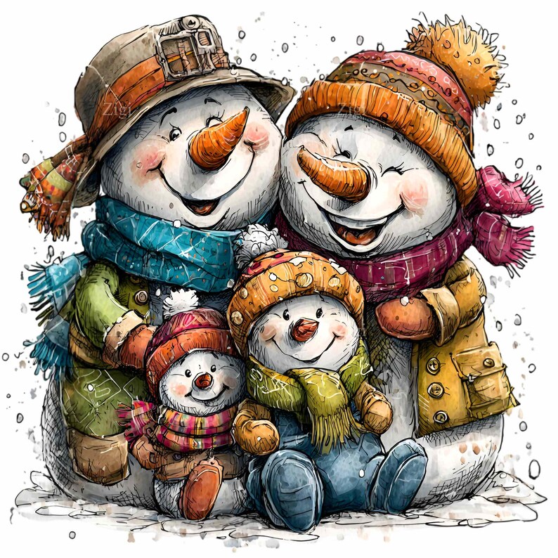 12 PNG Snowman Family Clipart - Happy Winter Snowmen PNG for Christmas ...