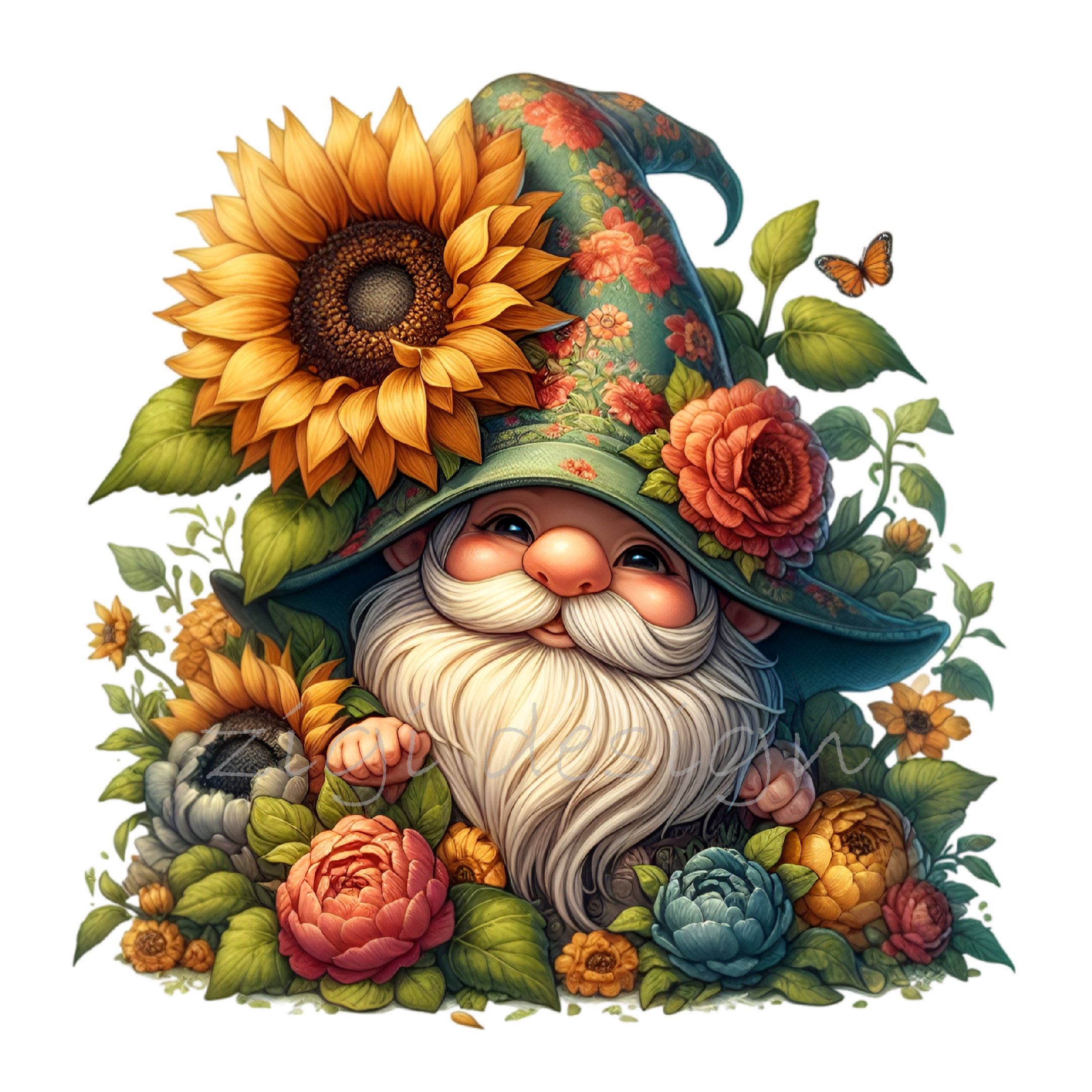 12 PNG Sunflower Gnome Clipart, Garden Summer Fall Floral - Etsy