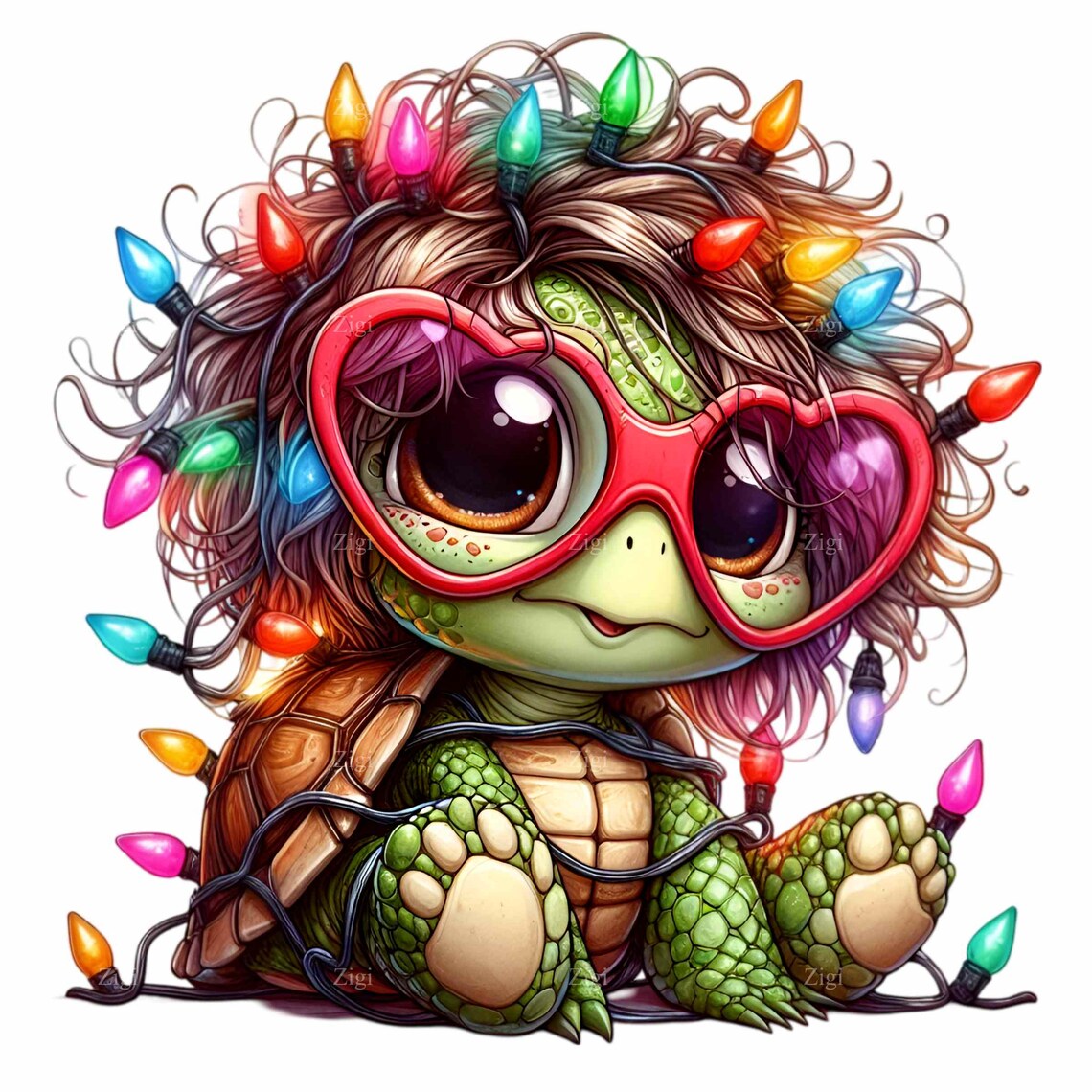 12 PNG Christmas Turtle PNG – Cute Baby Turtle Clipart – Holiday Lights ...