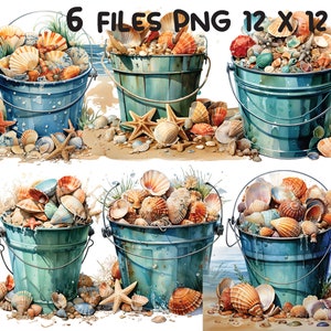 Sand Bucket Clipart PNG Bundle Watercolor Summer Ocean Travel Vacation ...
