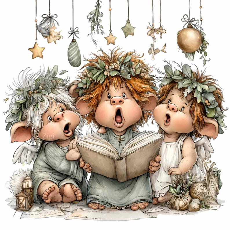 15 PNG Caroling Angels Clipart – Christmas Kids PNG – Cute Holiday ...