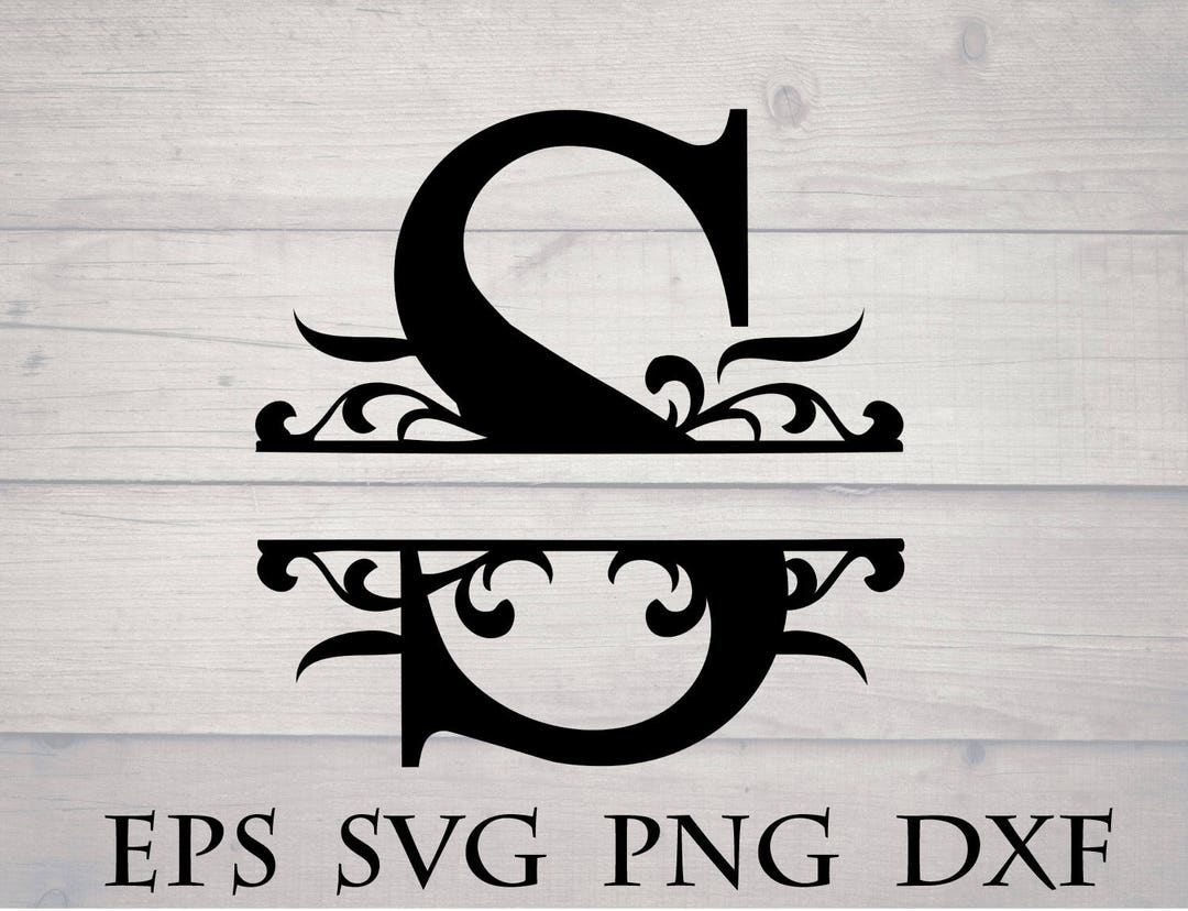 Monogram Split Letter Svg Divided Initial S Svg Swirl Letter Svg Ornate ...