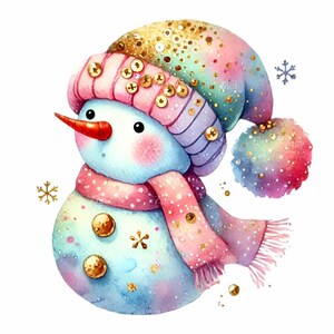 12 Colorful Snowman With Striped Hat PNG Clipart. Festive Snowman ...