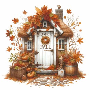 Happy Fall Door PNG Clipart With Autumn Leaves and Pumpkin, 10 Rustic ...