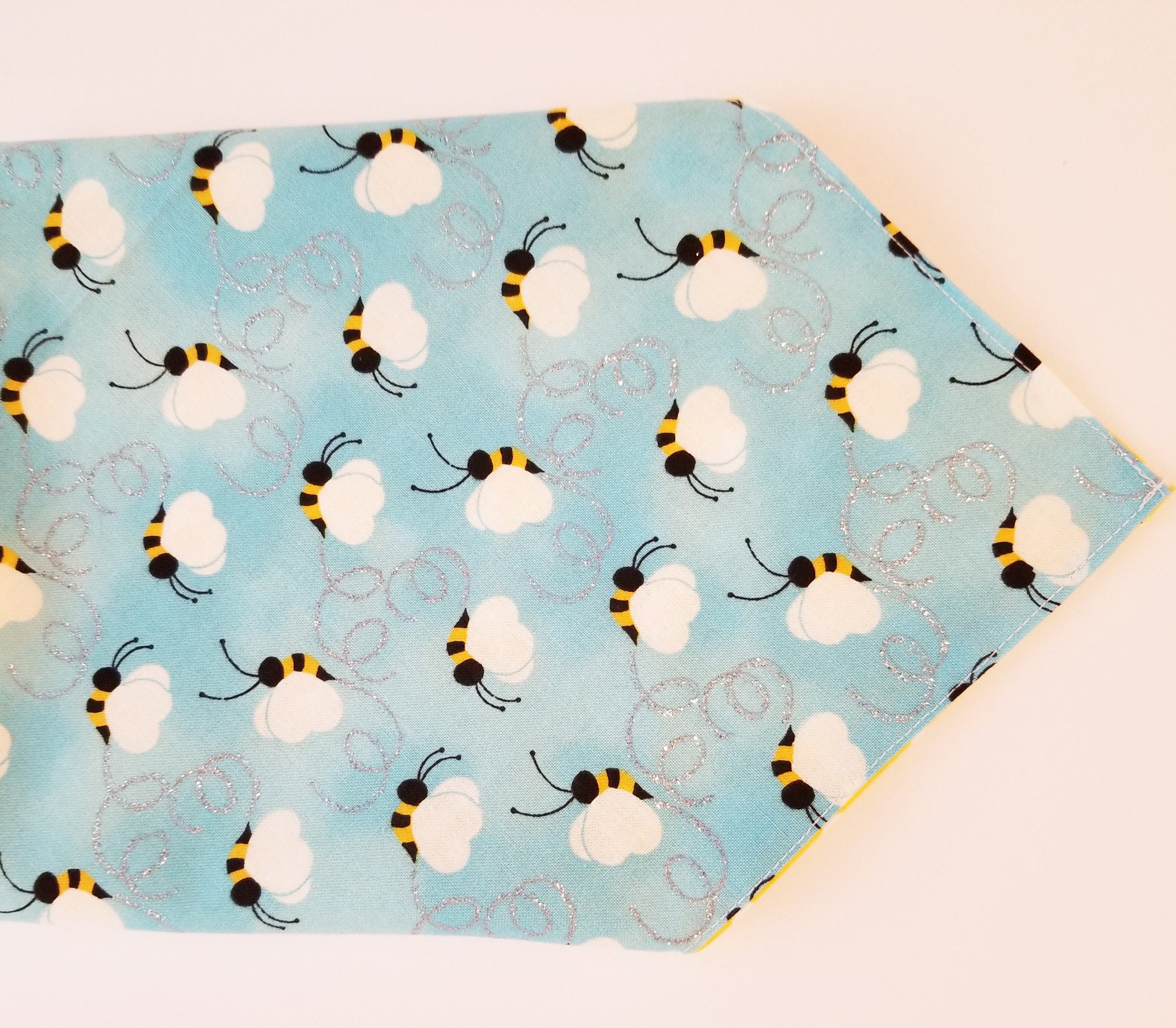 Bee Pawsitive Blue and Yellow Polka Dot Hand Crafted - Etsy