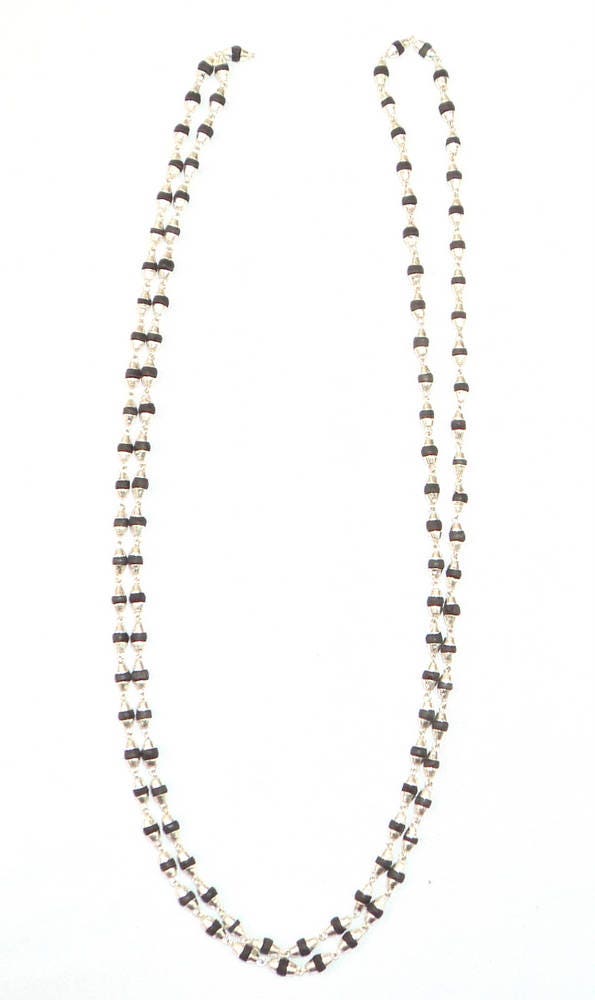 Black Tulsi Mala in Silver Conical Caps 109 Beads | Etsy