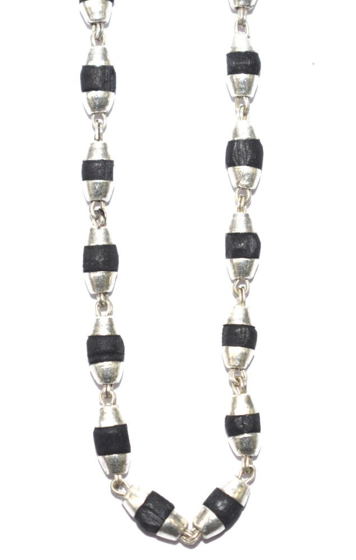 Black Tulsi Mala in Silver Conical Caps - Etsy