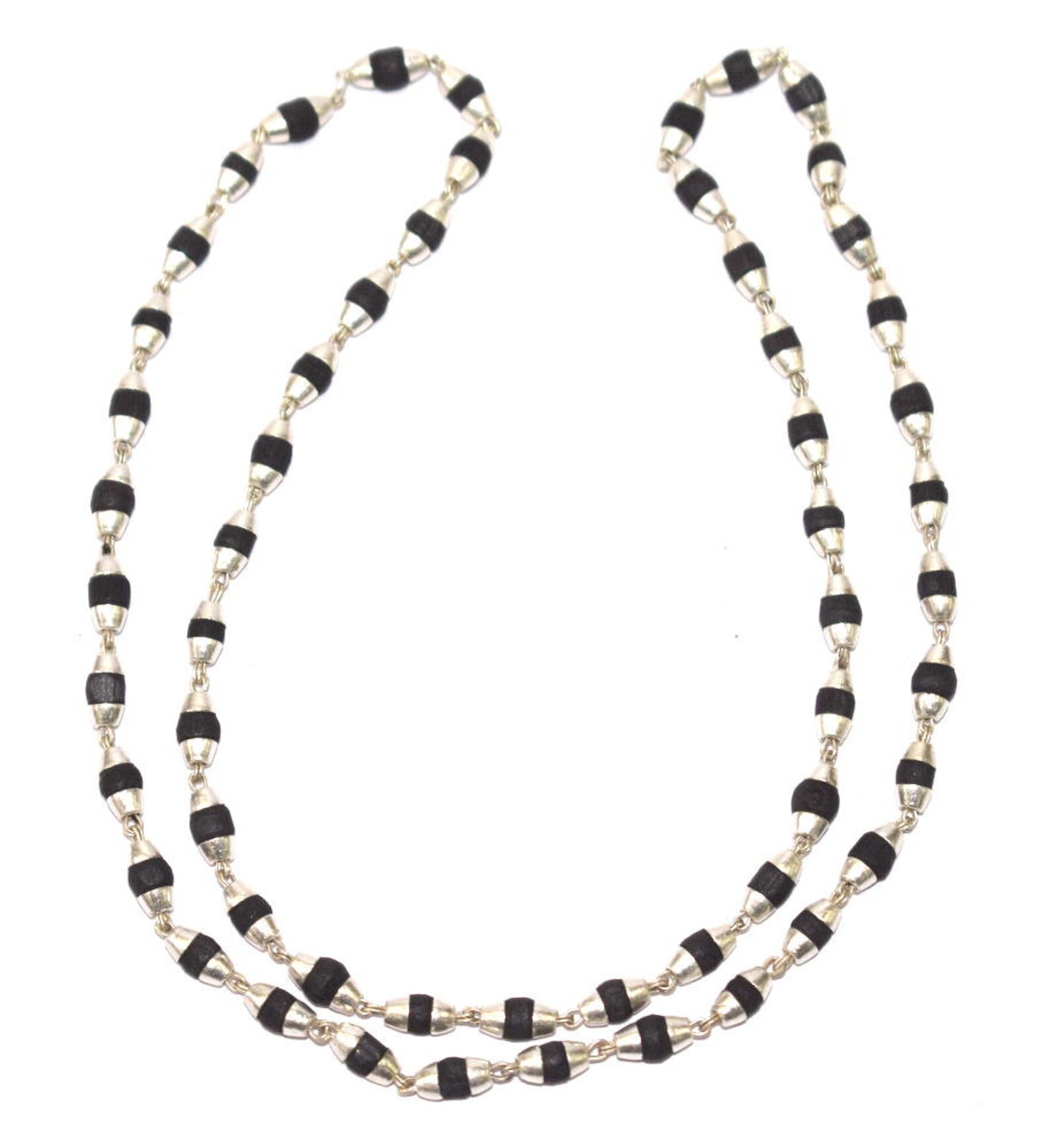 Black Tulsi Mala in Silver Conical Caps - Etsy