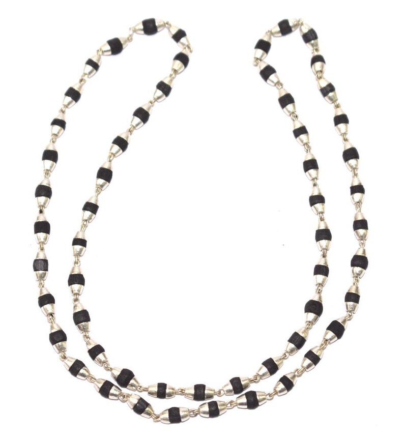 Black Tulsi Mala in Silver Conical Caps - Etsy