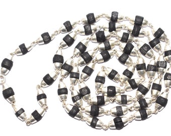 Black Tulsi Mala in Silver Conical Caps 109 Beads | Etsy