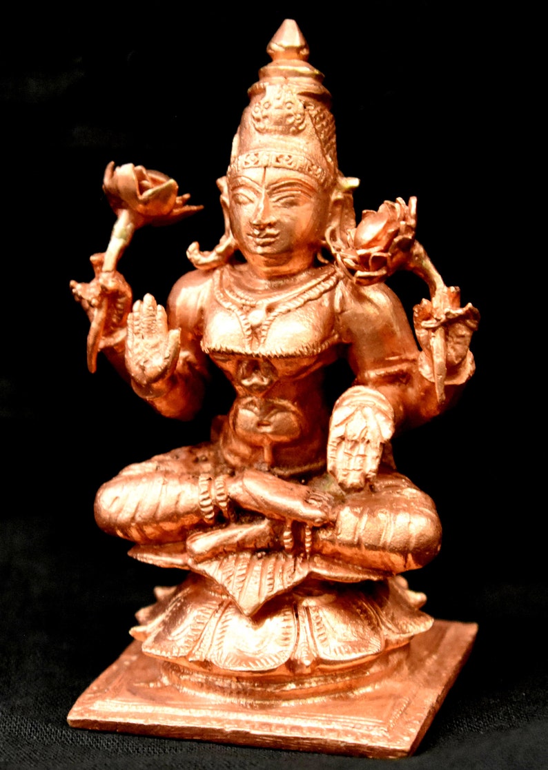 Goddess Laxmi Idol in Pure Solid Copper - Etsy