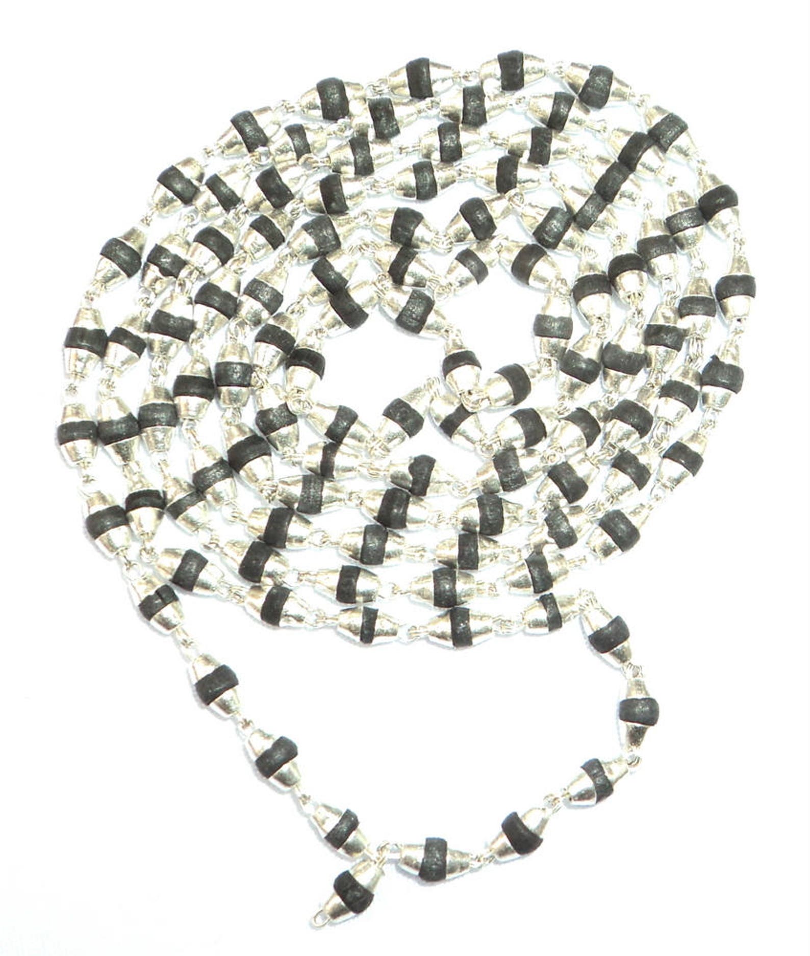 Black Tulsi Mala in Silver Conical Caps 109 Beads - Etsy