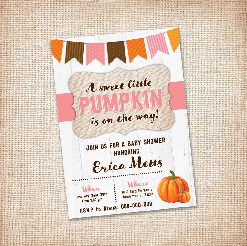 Fall/pumpkin Theme Baby Shower Invitation printable - Etsy