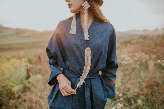 Denim Kimono Denim Robe Denim Duster Jean Kimono Jacket | Etsy