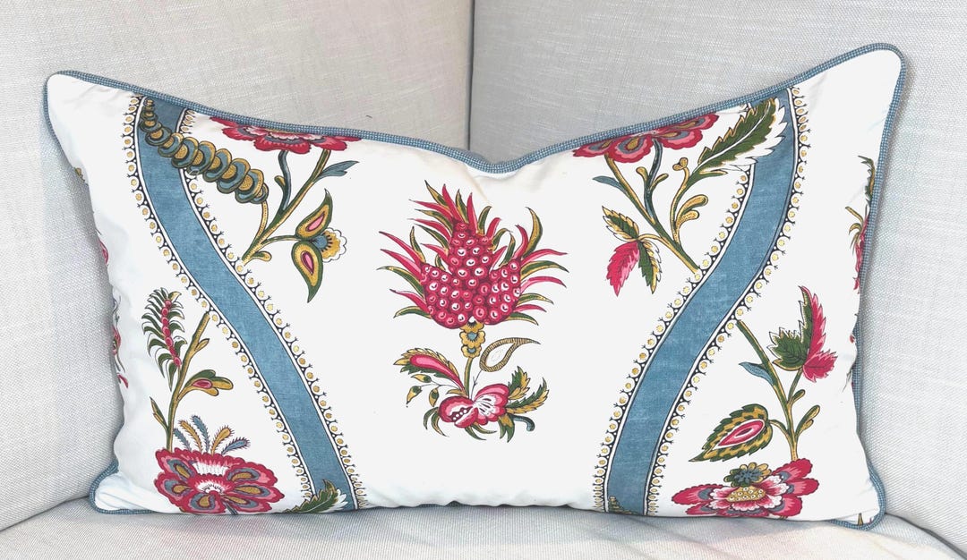 Thibaut Ribbon Floral Pillow Cover From the Indienne Collection Size is ...