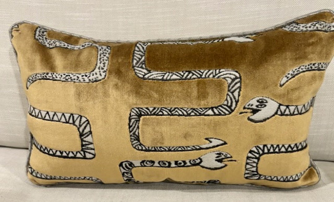 Slithering Snakes Raised Velvet Designer Fabric in a Brownish Gold ...