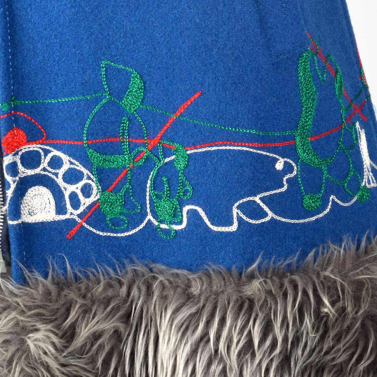 Small 1960s Novelty Coat Blue Inuit Embroidery Mod Faux Fur - Etsy