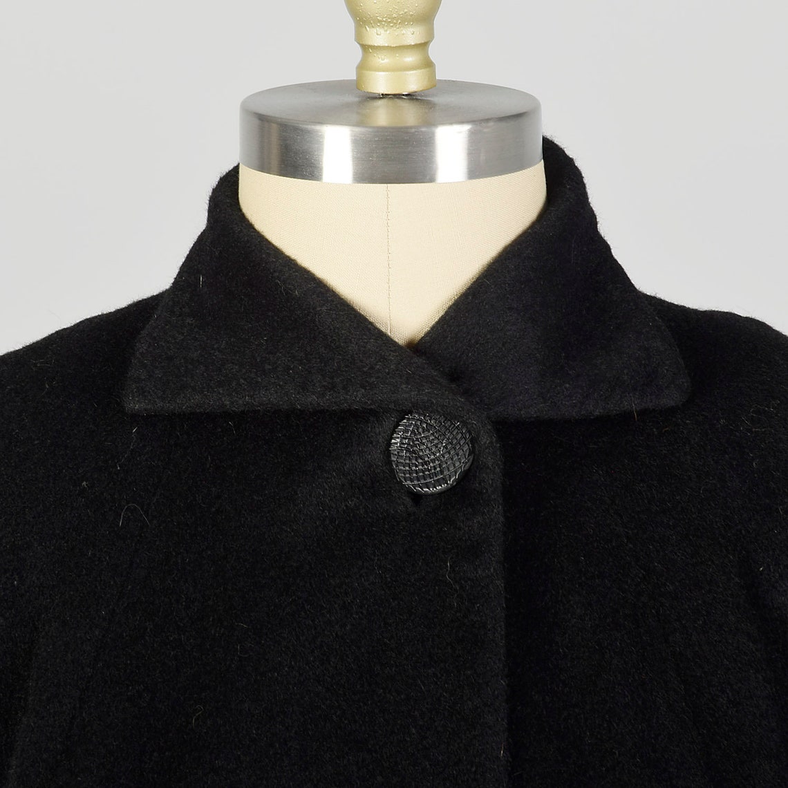 Large 1950s Princess Coat Black Batwing Wool Dolman Sleeve Winter ...