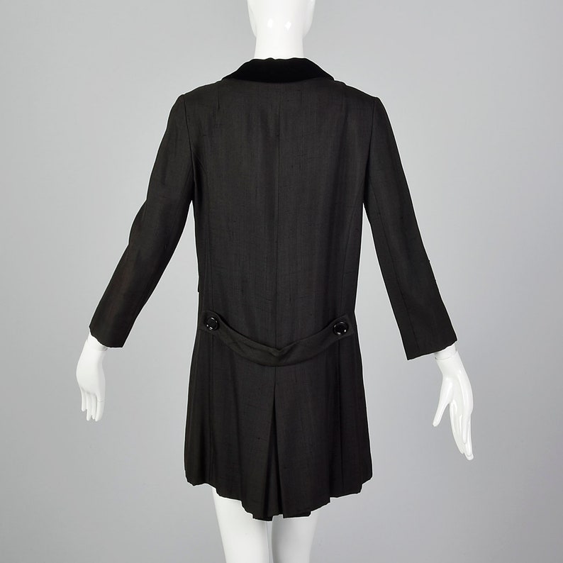 Small Black Top Coat Style Jacket Vintage 60s Velvet Collar - Etsy