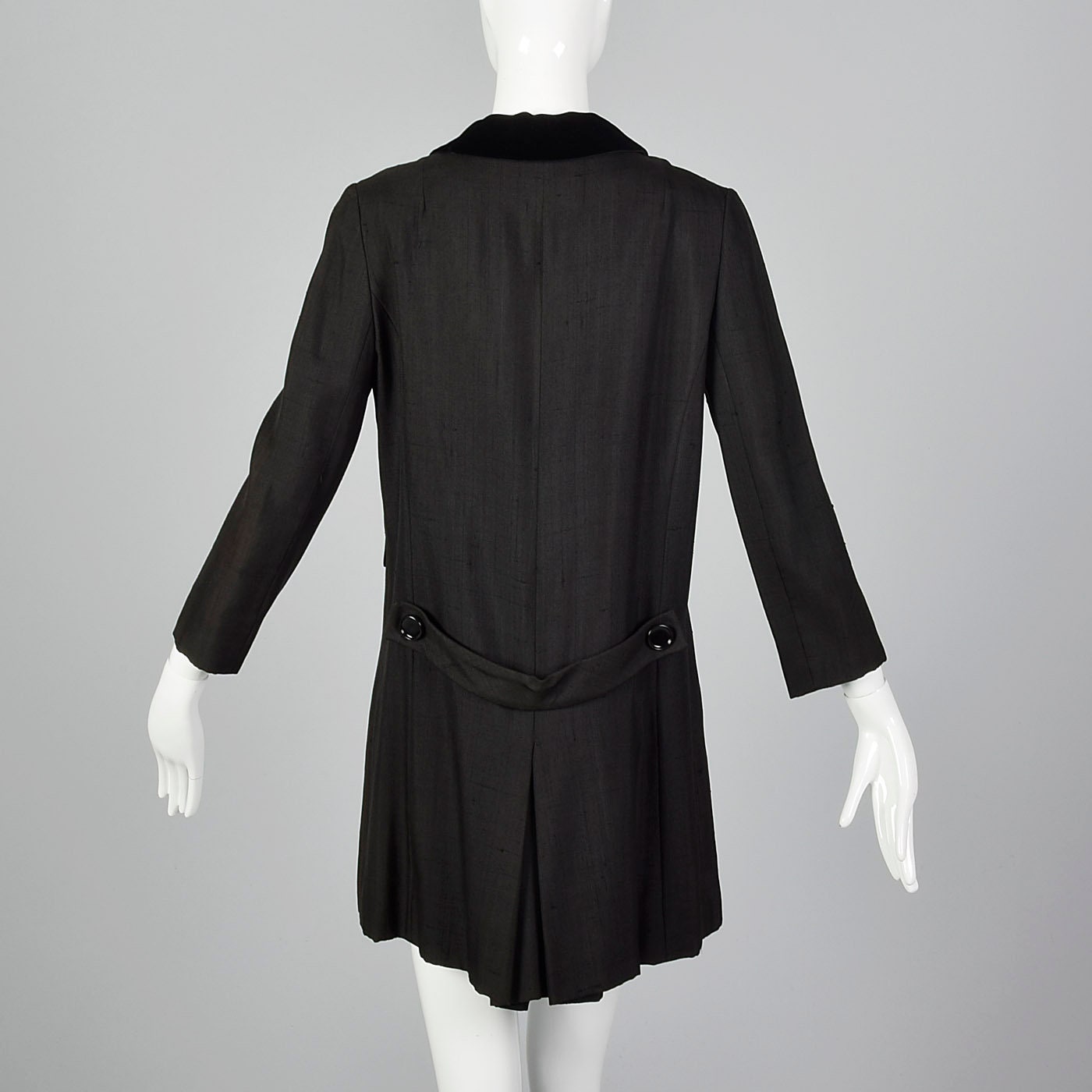 Small Black Top Coat Style Jacket Vintage 60s Velvet Collar - Etsy