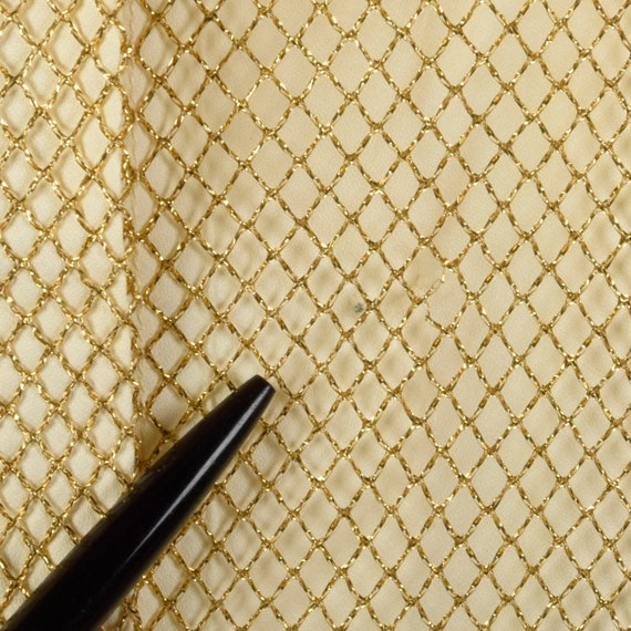 Large 1960s Gold Top Metallic Gold Mesh Overlay Sleev… - Gem