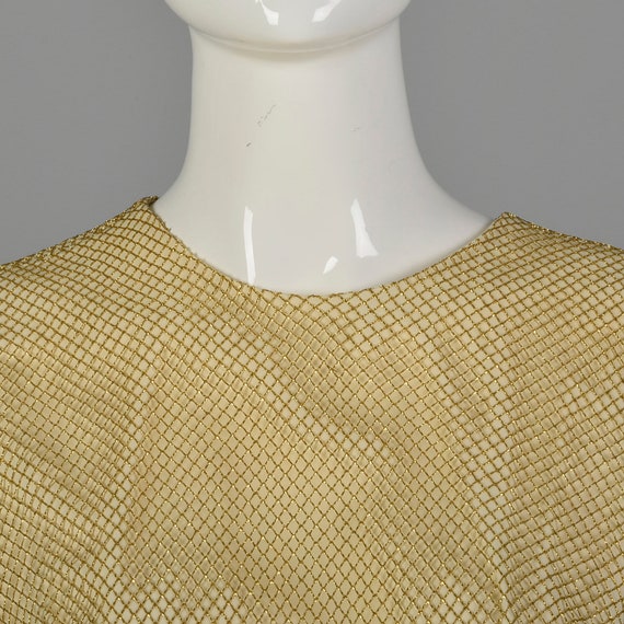 Large 1960s Gold Top Metallic Gold Mesh Overlay Sleev… - Gem