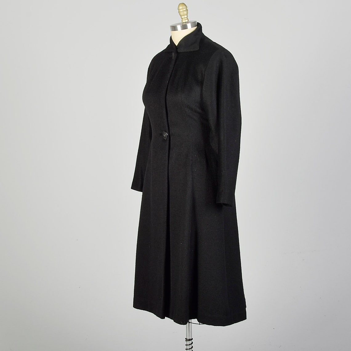 Large 1950s Princess Coat Black Batwing Wool Dolman Sleeve Winter ...