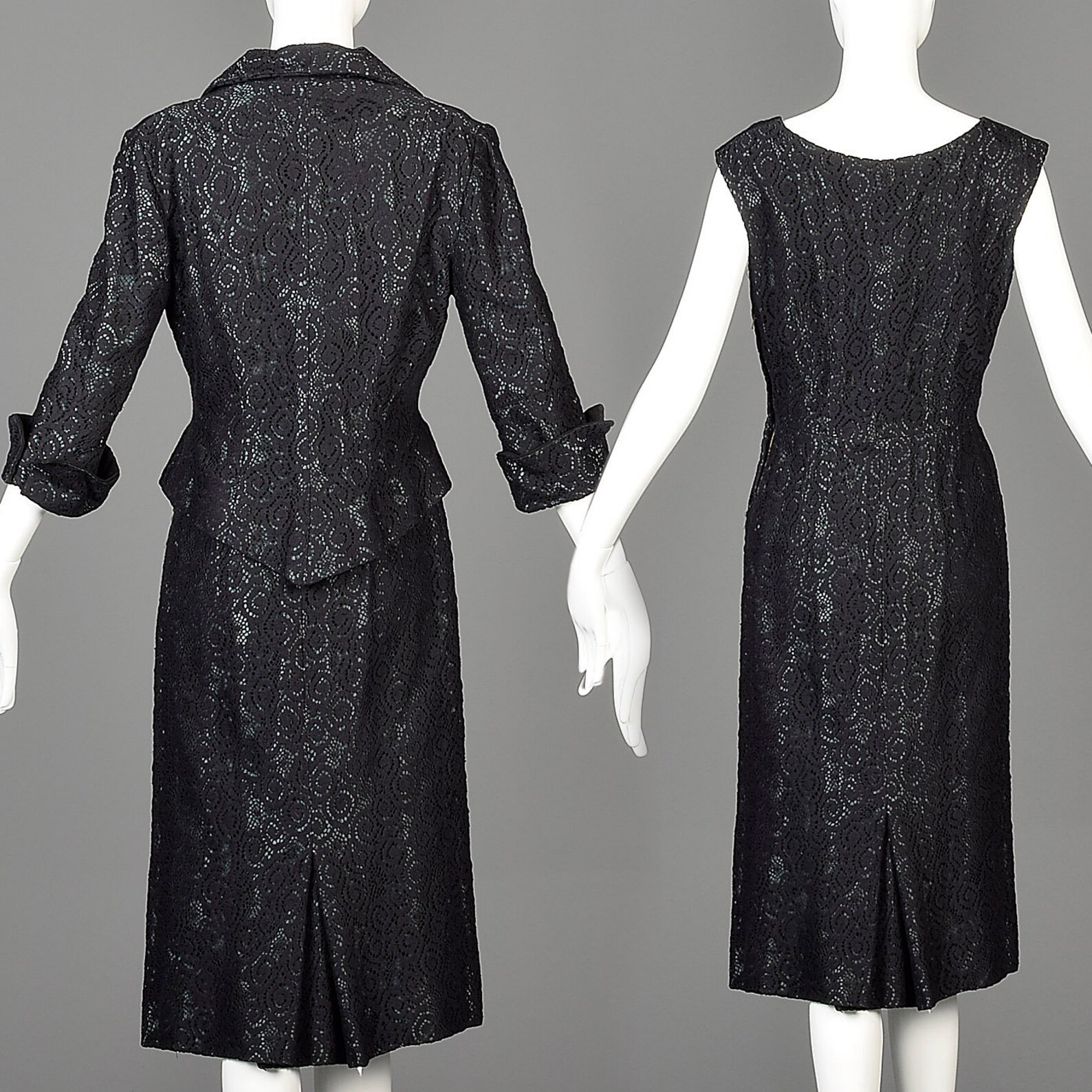 50s Dress 50s Set Matching Set Black Dress Set Black Lace Dress ...