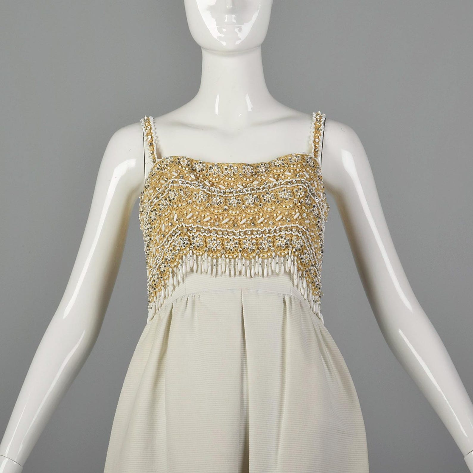 XS Bob Bugnand 1950s Beaded White Cotton Short Dress Formal Party - Etsy