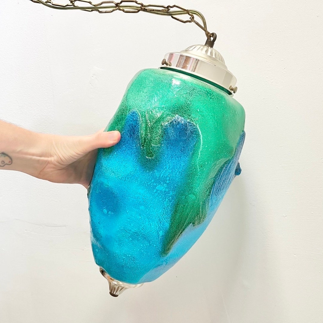 1960s Retro Lucite Covered Glass Swoop Lamp Vintage Pendant Light Swag ...