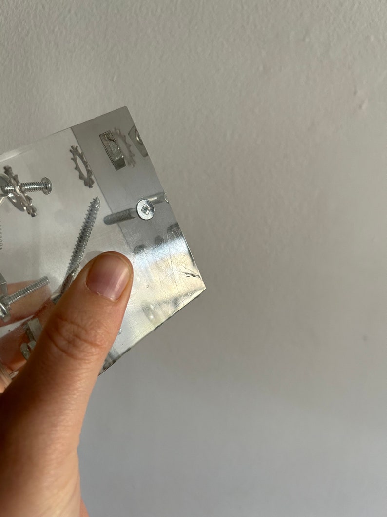 Large Vintage Resin Art Optical Illusion Nuts Bolts and Screws Lucite ...