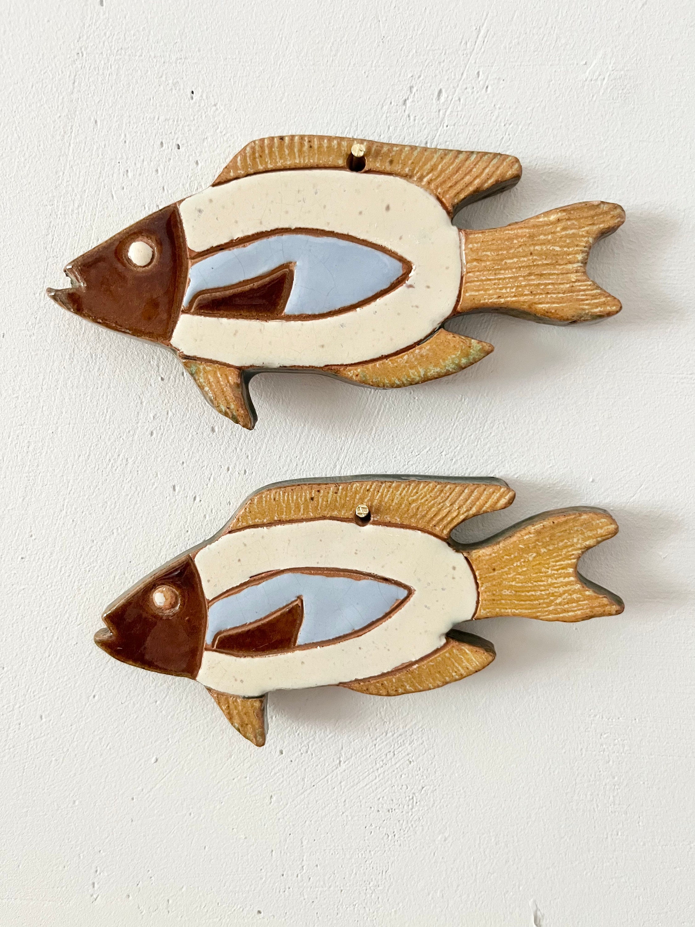Two Vintage Studio Pottery Fish Wall Decor Set - Etsy