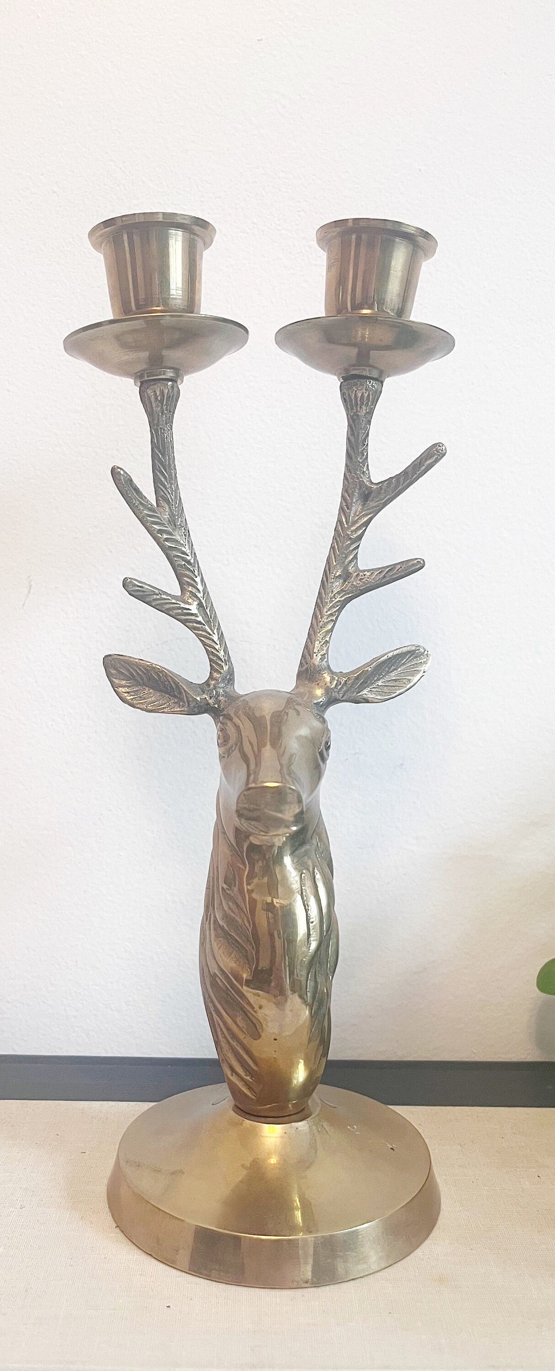 Unique Vintage Brass Candlestick Holder | Brass Stag | Holiday Decor - Etsy