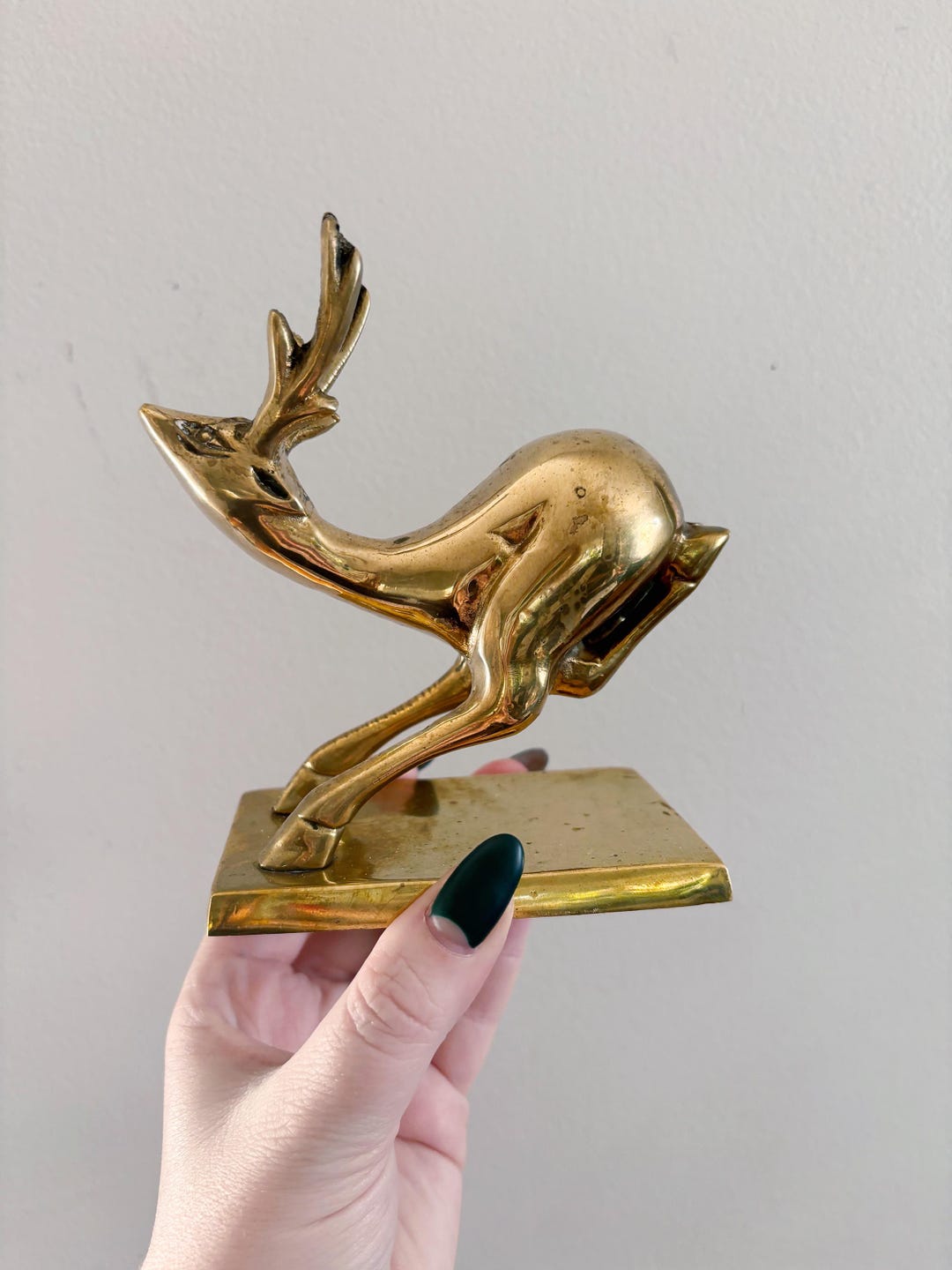 Vintage Brass Deer Sculpture, Mid-century Modern Reindeer Figurine ...