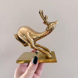 Vintage Brass Deer Sculpture, Mid-century Modern Reindeer Figurine ...