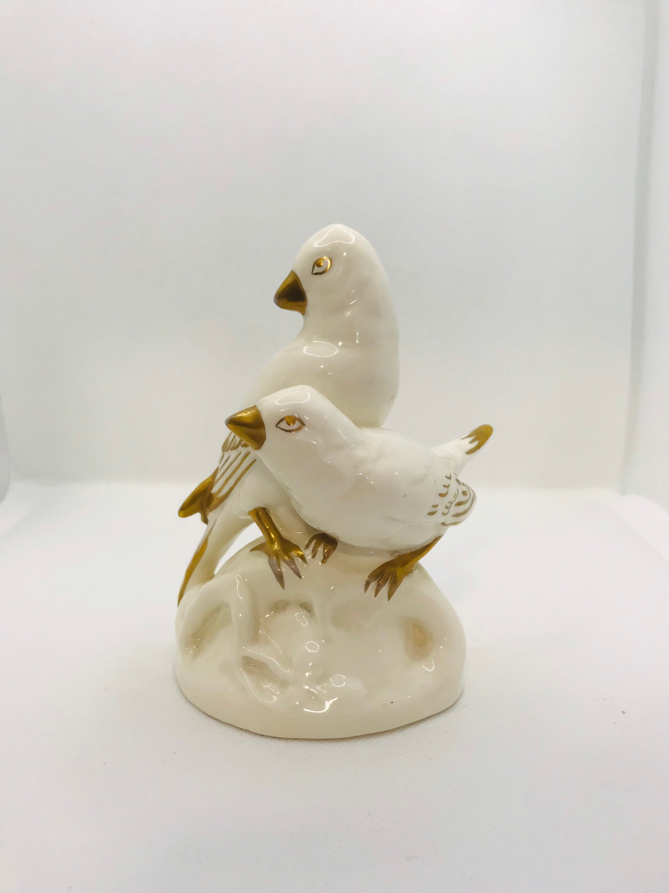 Vintage Ivory and Gold-toned Porcelain Parakeets. - Etsy