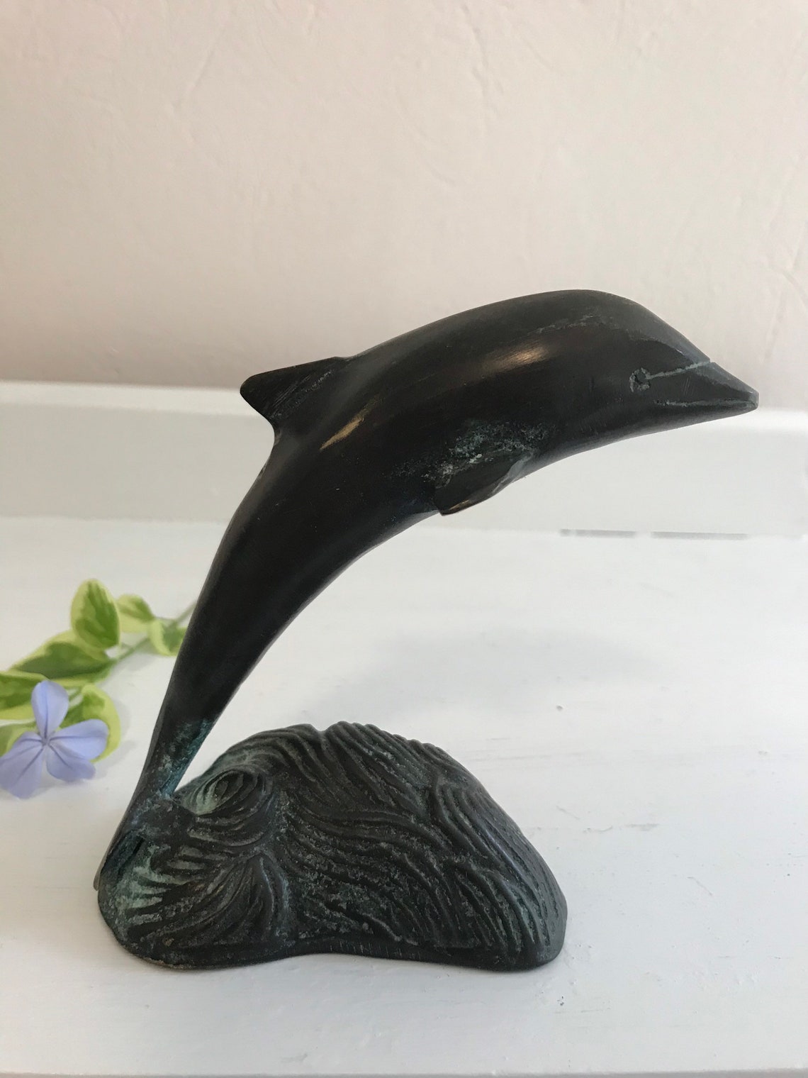 Vintage Solid Brass Dolphin Sculpture - Etsy
