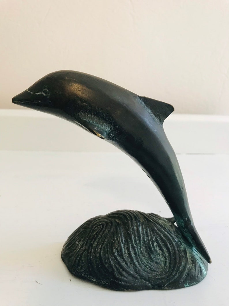 Vintage Solid Brass Dolphin Sculpture - Etsy