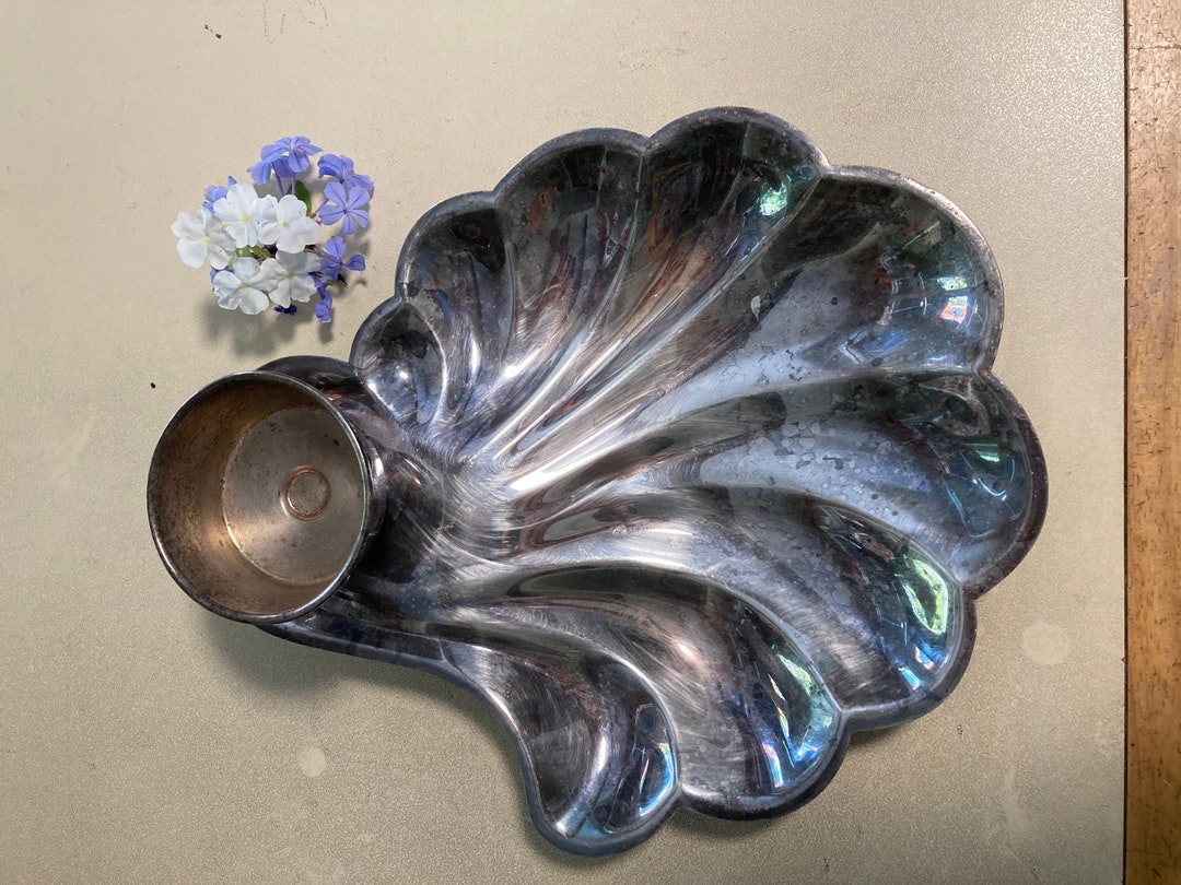 Beautiful Vintage Metal Clam Shell Cocktail Seafood Serving - Etsy