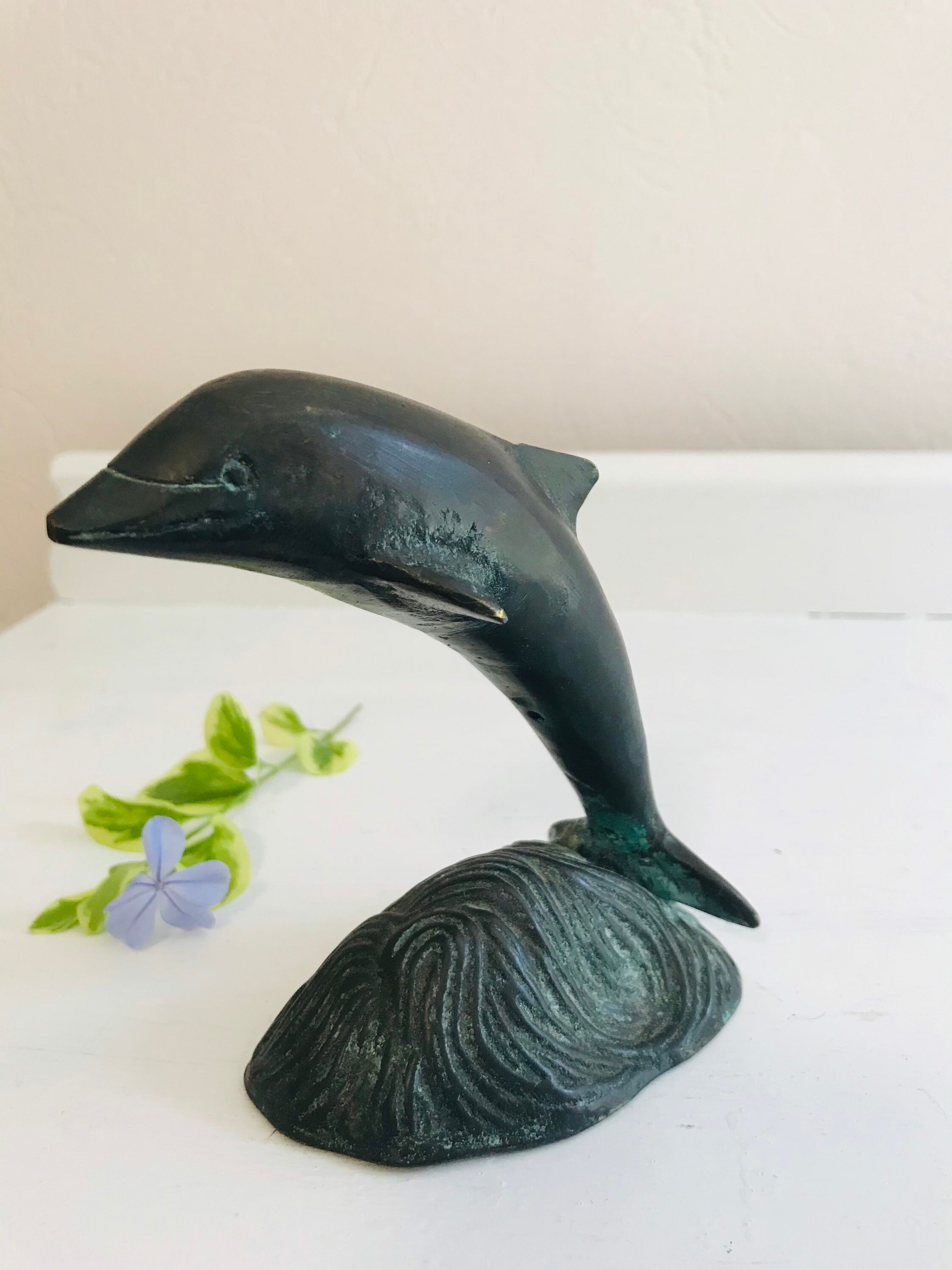 Vintage Solid Brass Dolphin Sculpture - Etsy