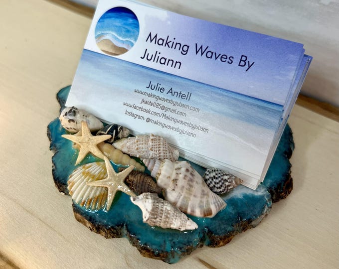 Ocean Resin Business Card Holder - Etsy