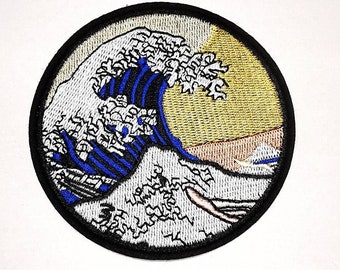 Godzilla Embroidered Patch the Great Wave off Kanagawa - Etsy