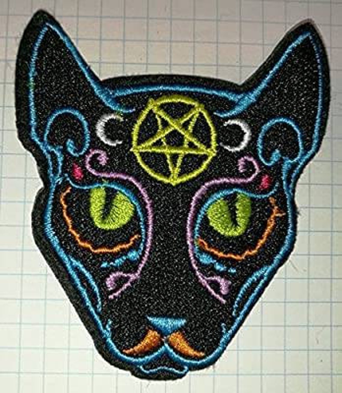 Satanic Pentagram Cat Embroidered Iron on Patch - Etsy
