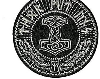 Viking Thor Hammer Embroidered Cloth Iron on Patch | Etsy