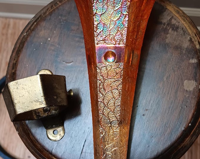 Marigold Carnival Glass Vase for Hearse or Car With Bracket Iridescent ...